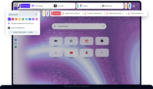Tab Islands | Arrange tabs in separate tab groups | Opera
