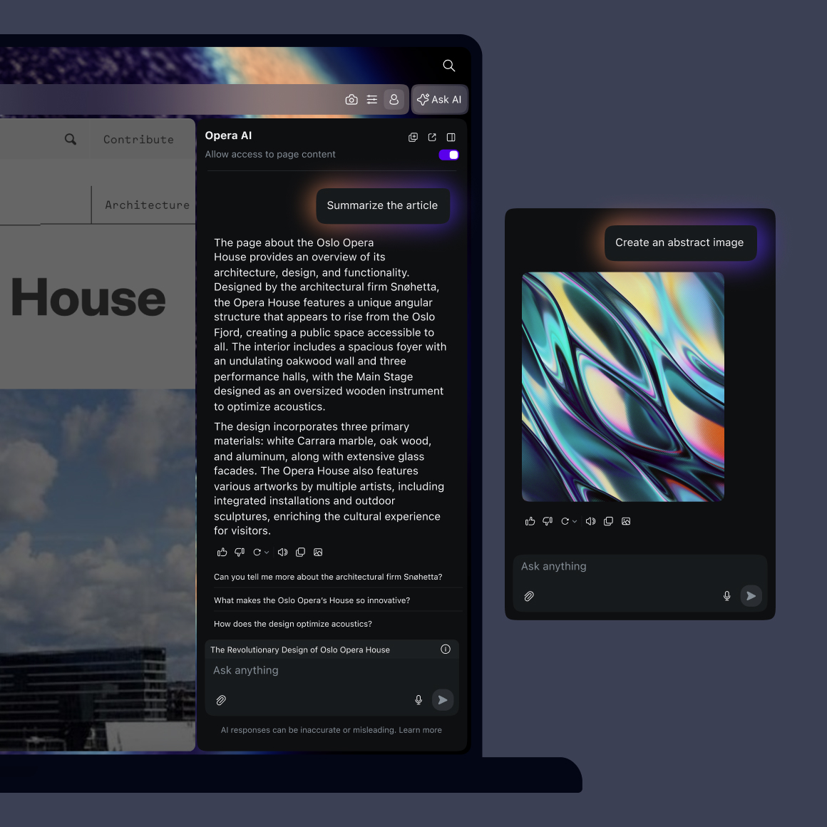 Opera browser AI | Chat and create with AI in Opera | Opera