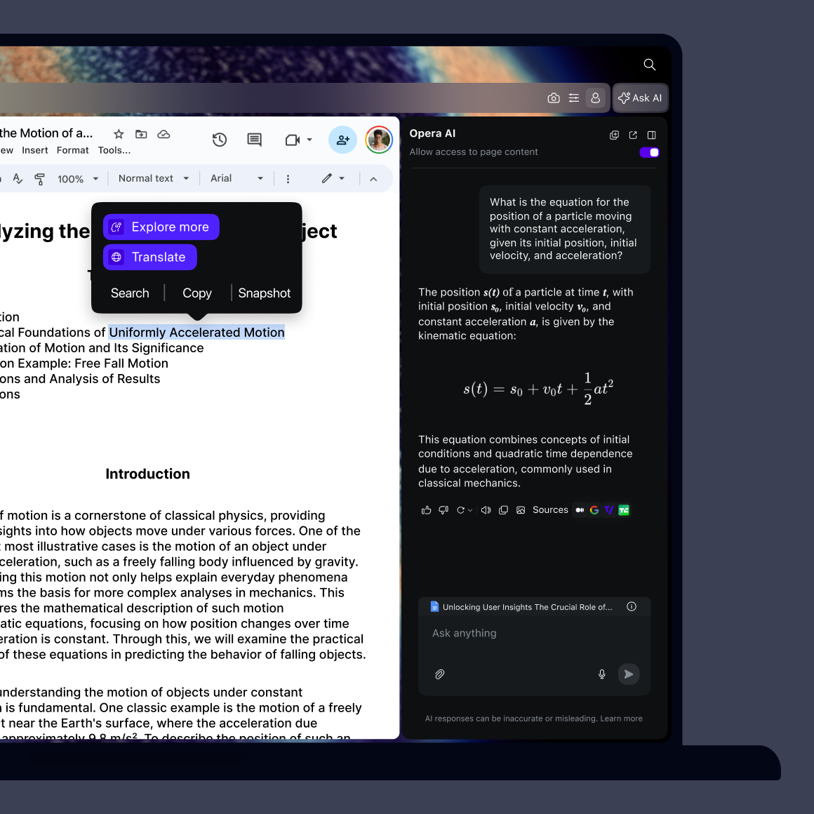 AI browser Opera | Mengobrol dan berkreasi dengan AI di Opera | Opera