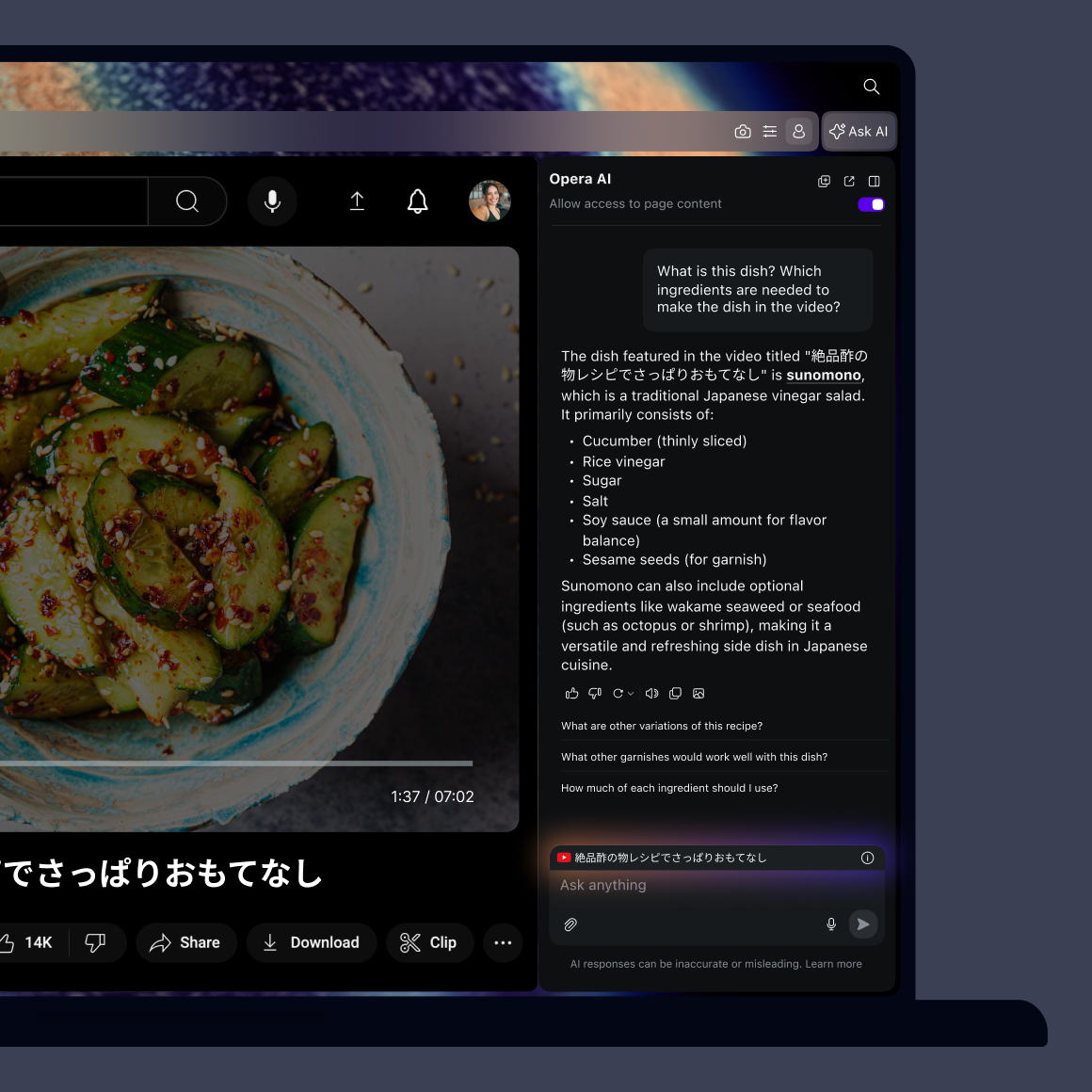 AI browser Opera | Mengobrol dan berkreasi dengan AI di Opera | Opera
