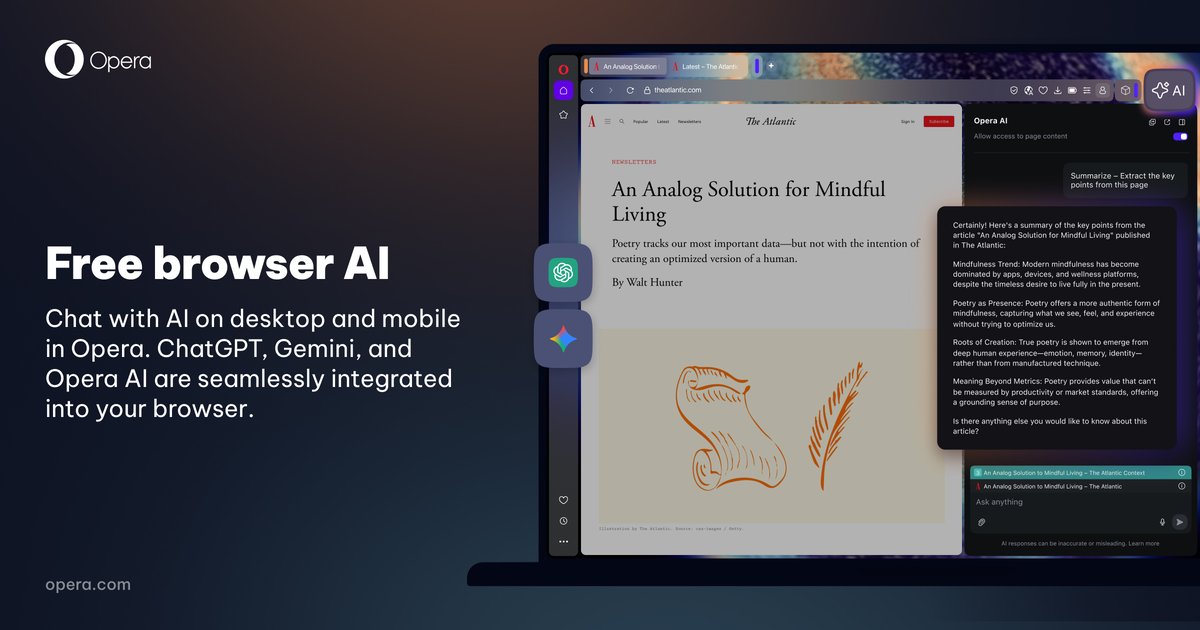 Opera browser AI | Chat and create with AI in Opera | Opera