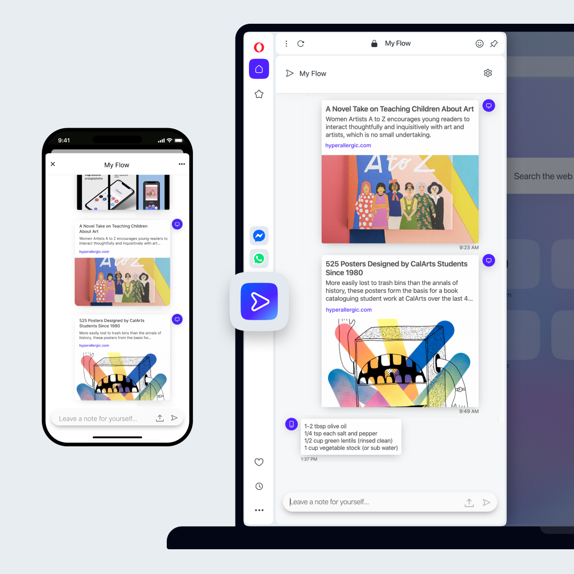 Flow | Send files between devices | Opera