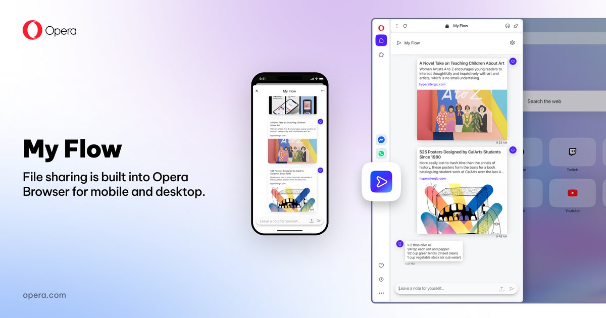 Flow | Send files between devices | Opera
