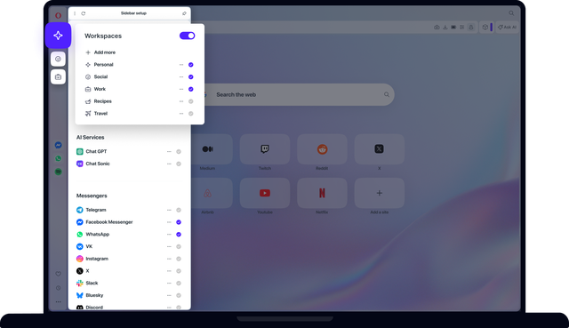 Workspaces | Tidy your browser with Opera | Opera