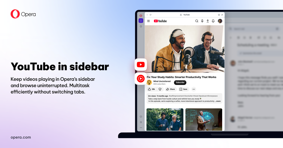 YouTube in your sidebar | Watch videos while you browse | Opera