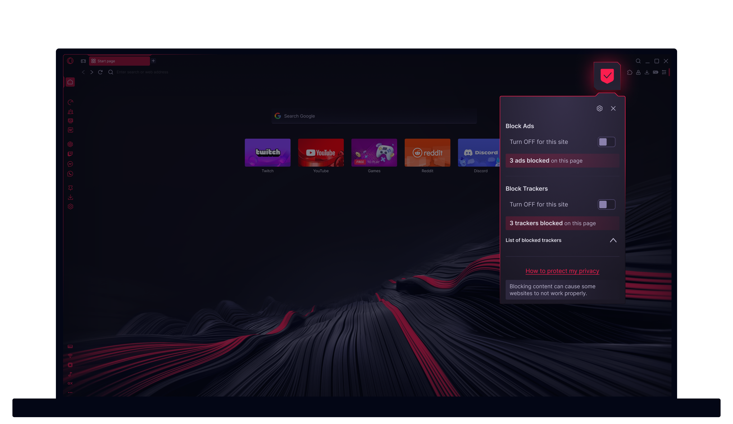 Free Ad Blocker in GX | Ad-free browsing | Opera GX