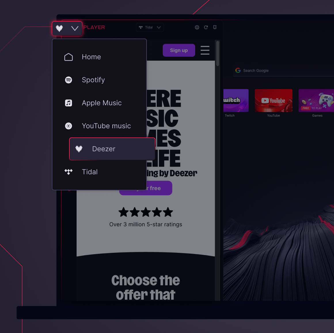 Deezer in GX | Play Deezer from your browser sidebar | Opera GX