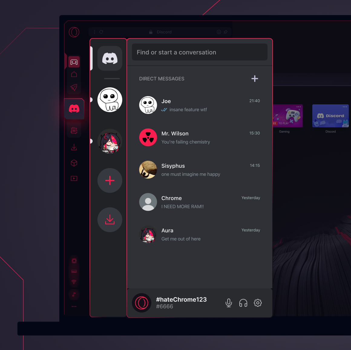 Discord no GX | Conecte-se com o Discord diretamente | Opera GX