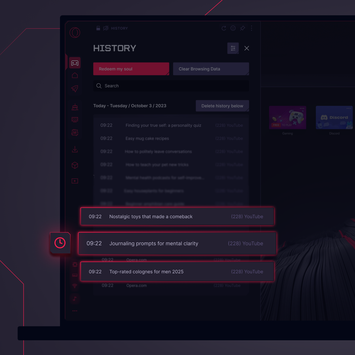Fake My History in GX | Disguise your browser history | Opera GX