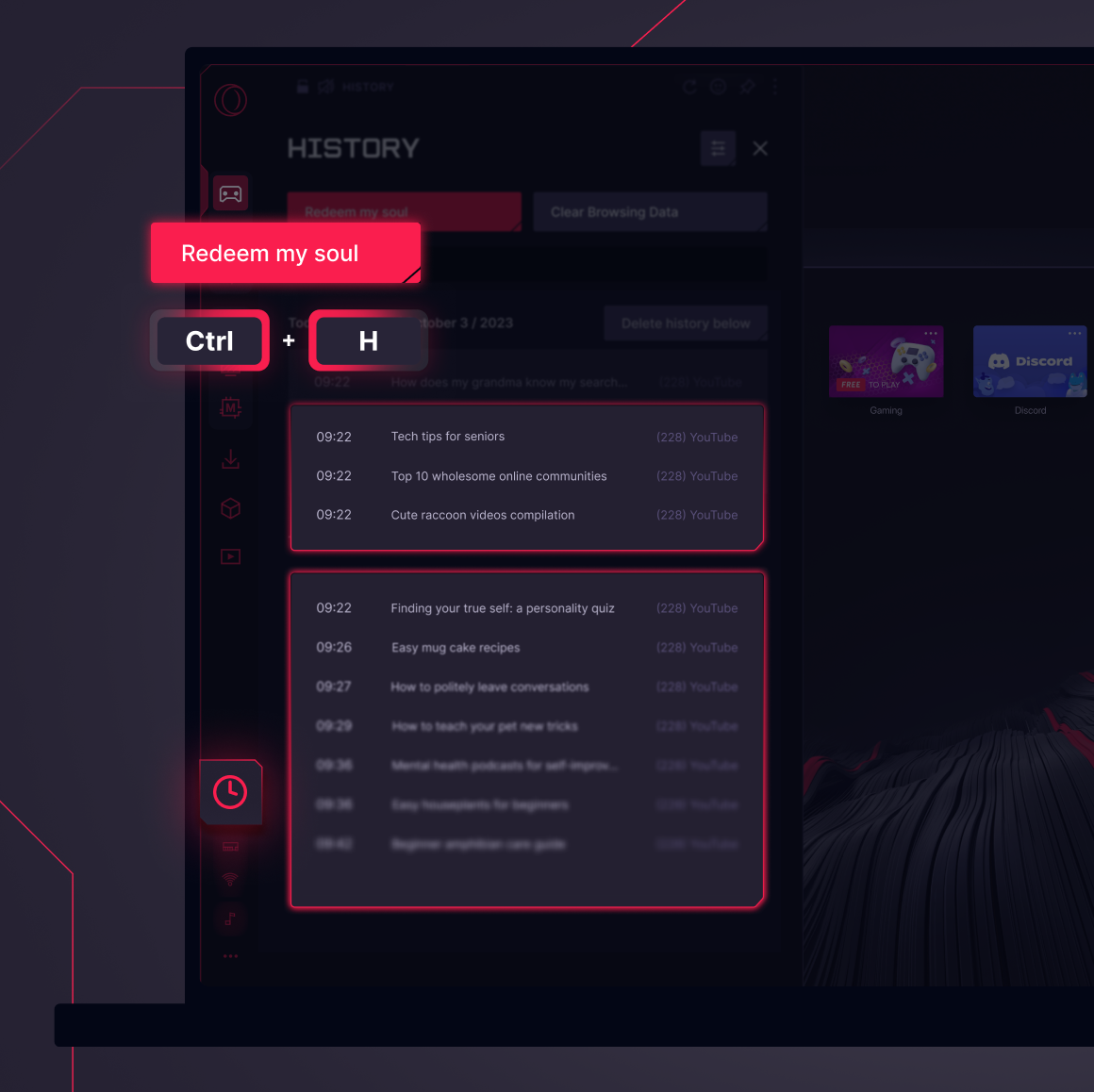Fake My History in GX | Disguise your browser history | Opera GX