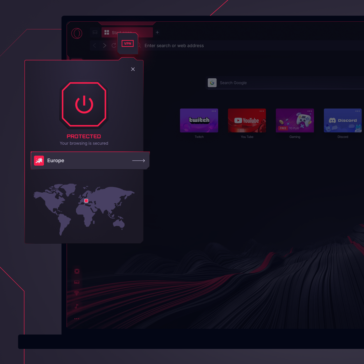 VPN gratis per Windows in GX | Navigazione veloce e sicura | Opera GX