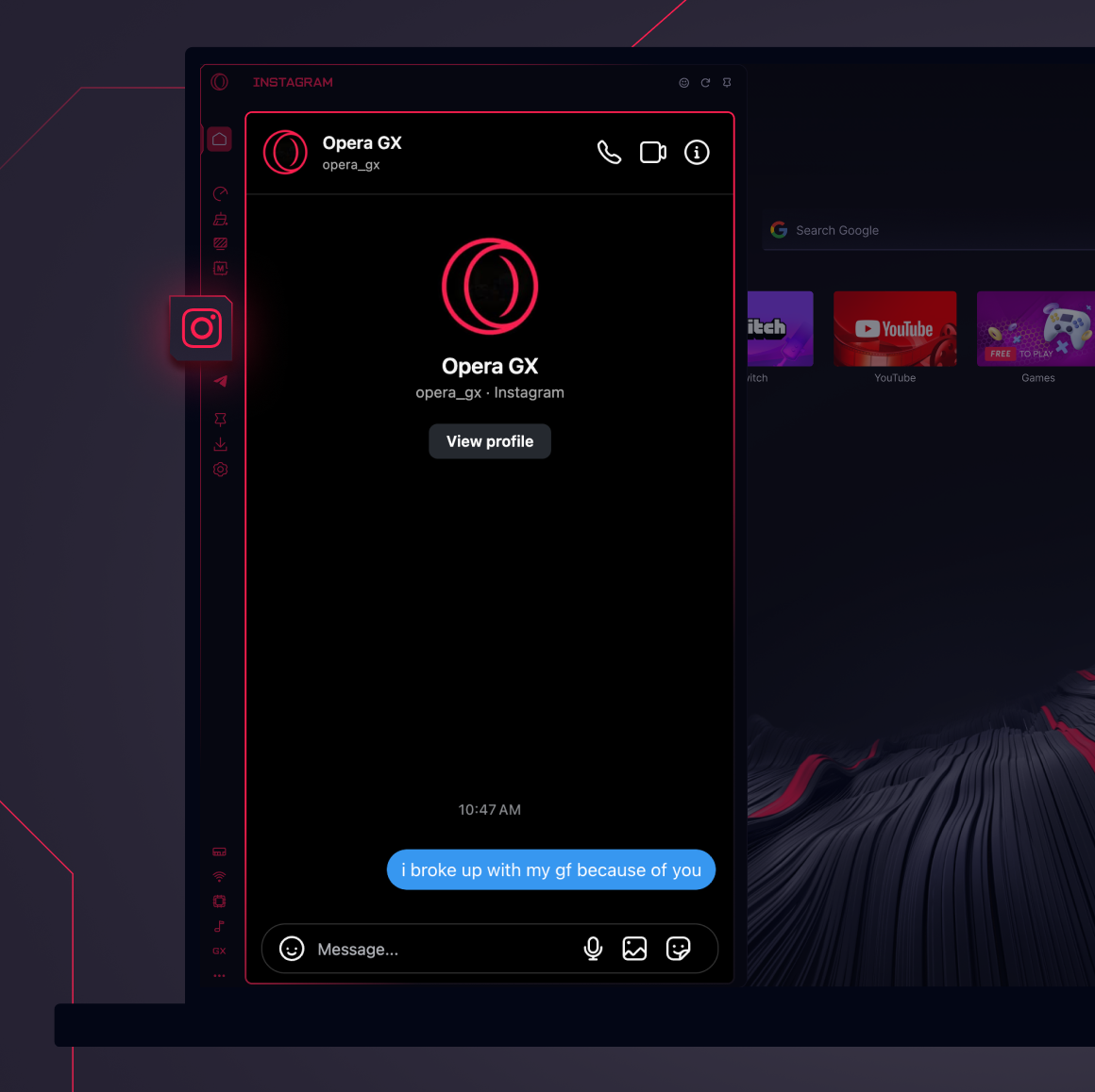 Instagram in GX | Instagram, integriert in deinen Browser | Opera GX