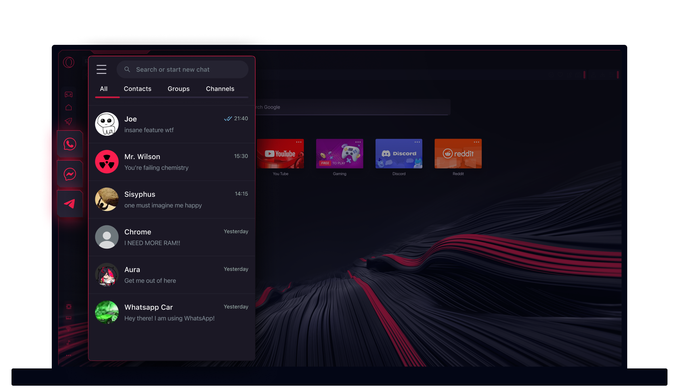 Sidebar Messengers in GX | Talk without tabbing out | Opera GX