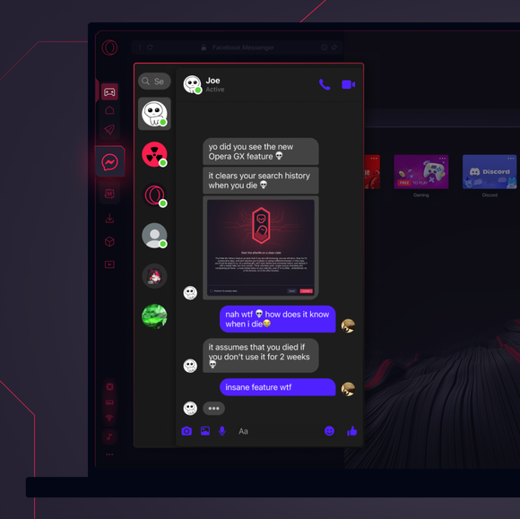 Sidebar Messengers in GX | Talk without tabbing out | Opera GX
