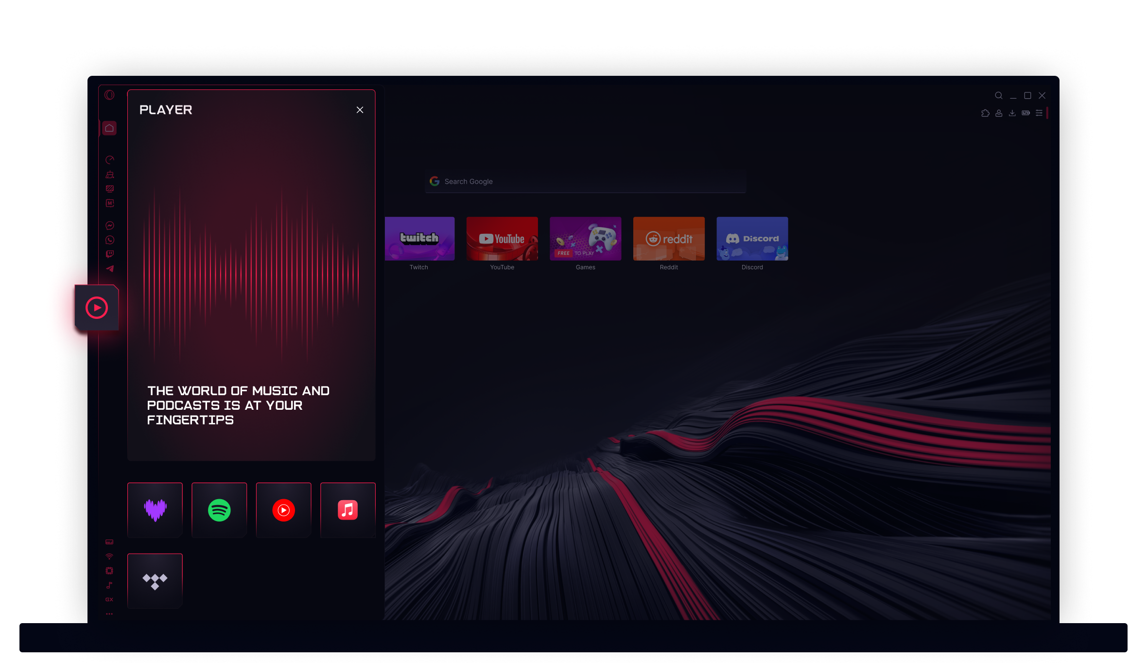 Music Player in GX | Music and podcasts in your browser | Opera GX
