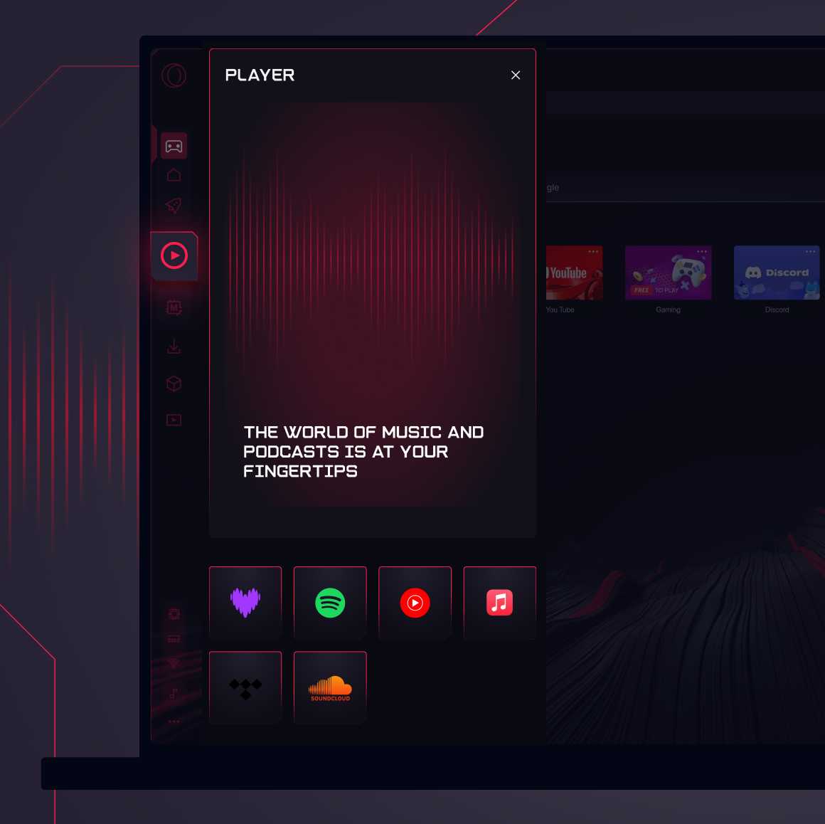 Music Player in GX | Music and podcasts in your browser | Opera GX
