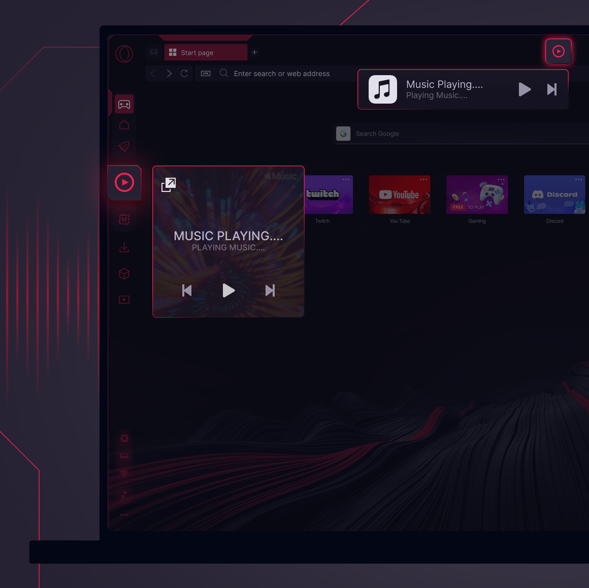 Music Player in GX | Music and podcasts in your browser | Opera GX