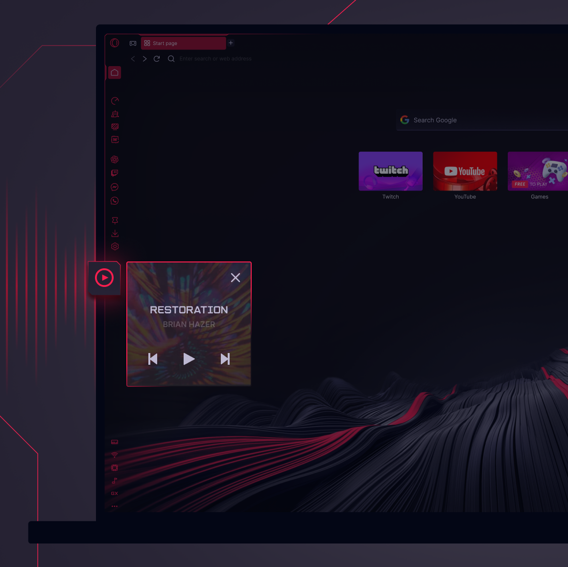 Music Player in GX | Music and podcasts in your browser | Opera GX