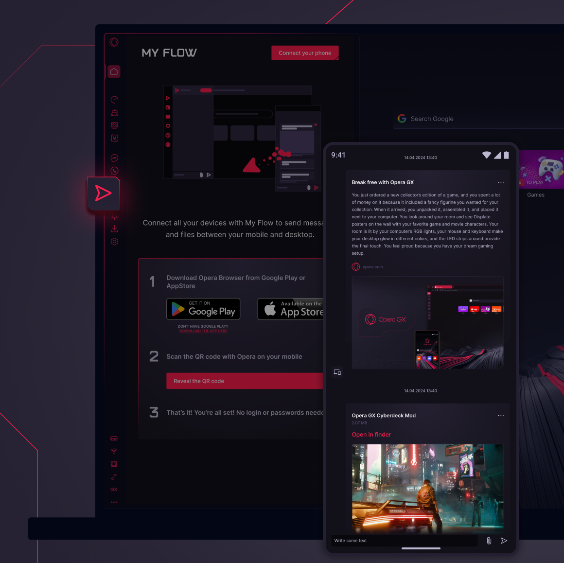 Flow in GX | Seamless file sharing between browsers | Opera GX