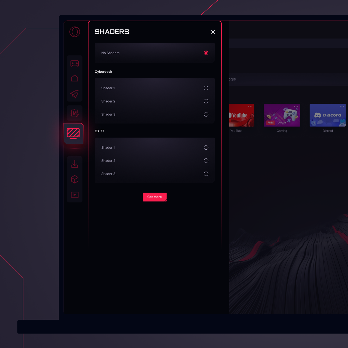 GX Shaders | Visual effects on all websites | Opera GX