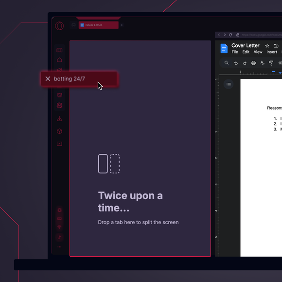 Split Screen in GX | Multitasking made easy | Opera GX