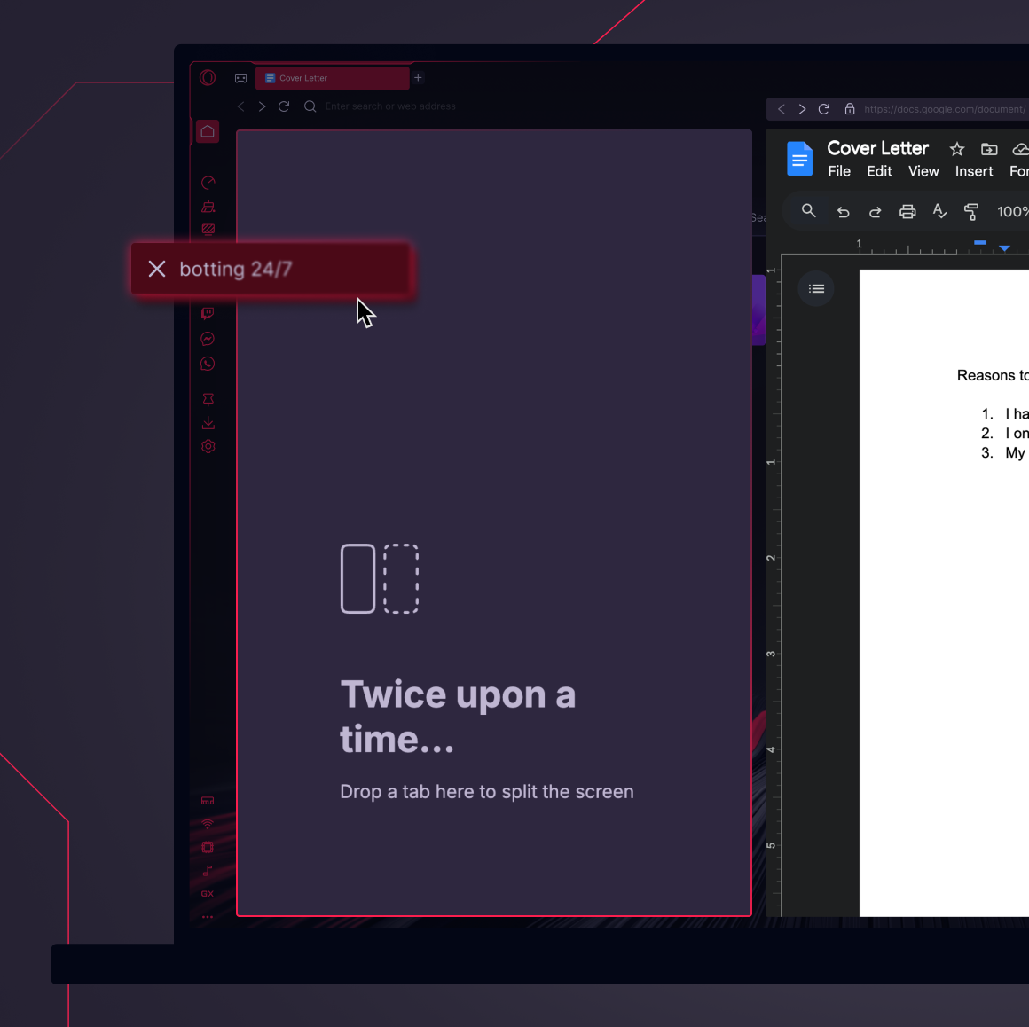 Split Screen In Gx Multitasking Made Easy Opera Gx