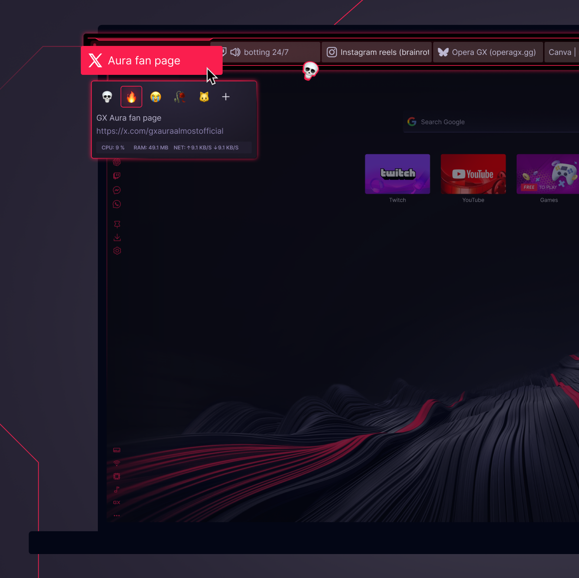 Pestaña Emojis en GX | Organiza el caos, emoji a emoji | Opera GX