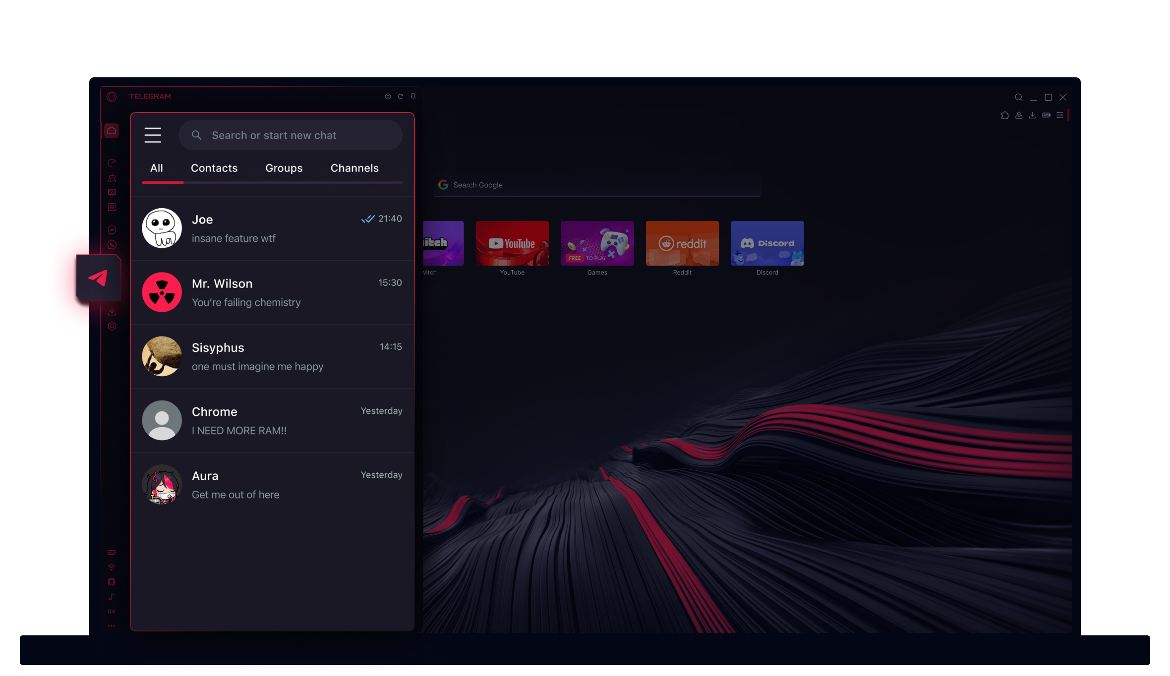 Telegram in GX | Telegram right in your browser | Opera GX