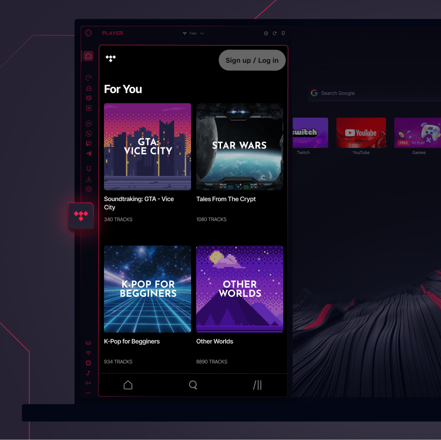 Tidal in GX | Play Tidal in your browser sidebar | Opera GX