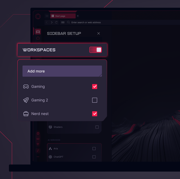 Workspaces in GX | Simplify browsing with separate tab groups | Opera GX