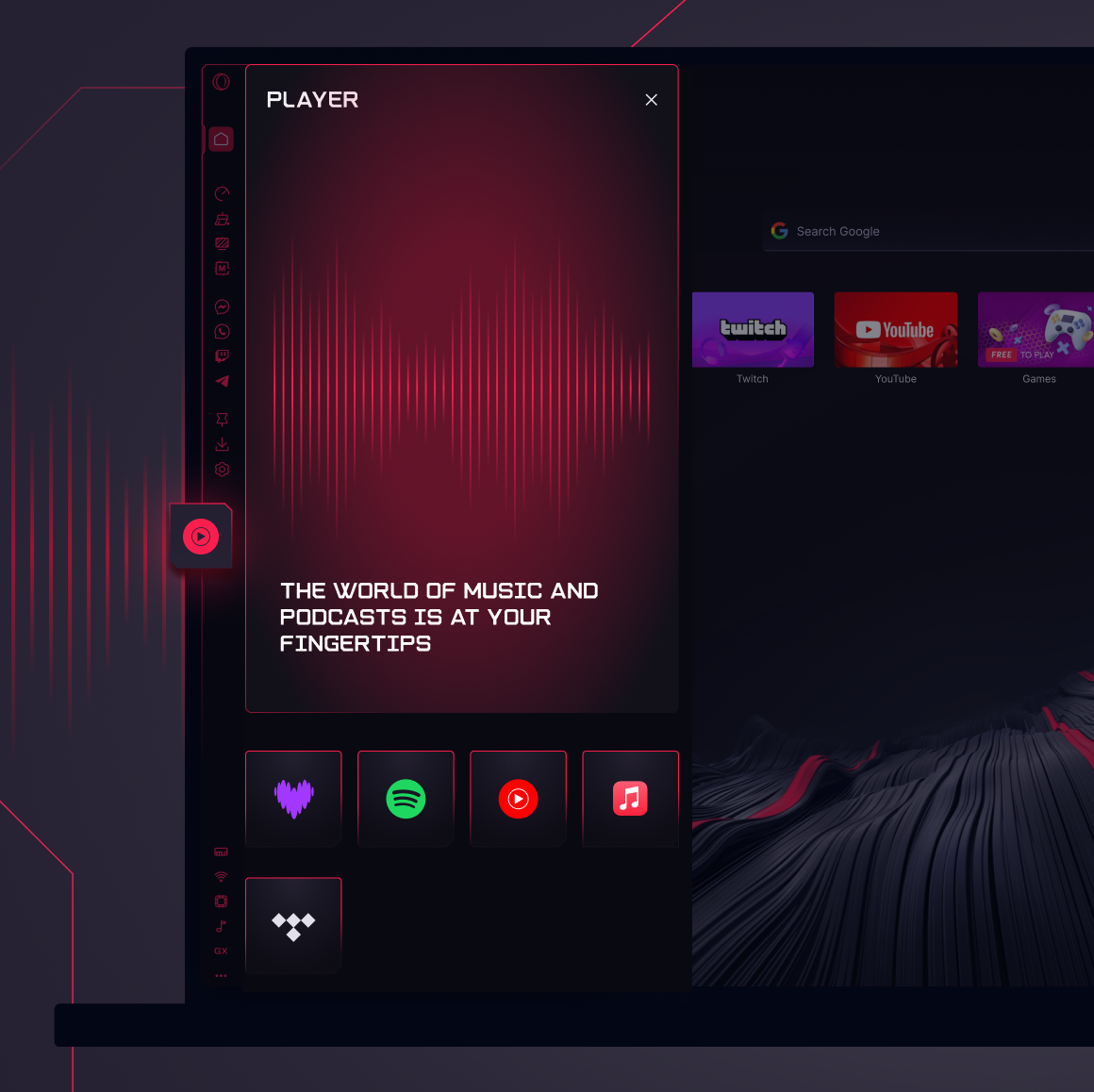 YouTube Music in GX | Stream YouTube Music from your sidebar | Opera GX