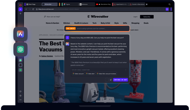 Navegador AI | Chatear y crear con AI en Opera | Opera