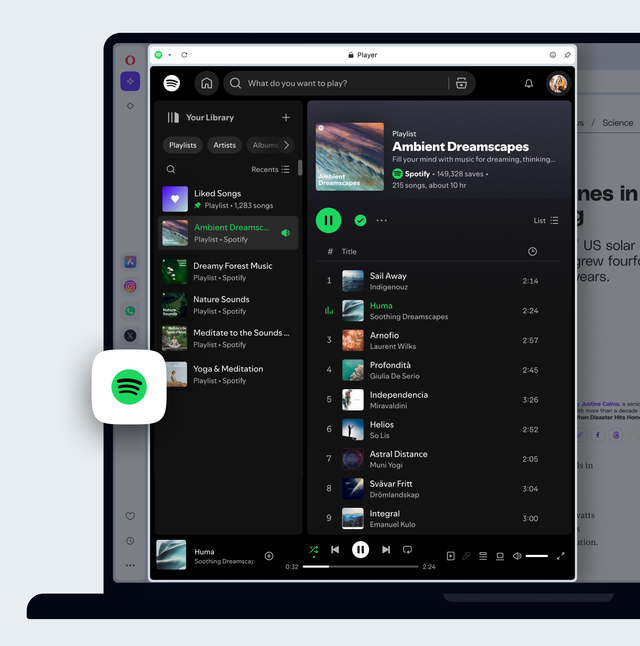 Reprodutor o Opera | Reprodutor de música em seu navegador | Navegador ...
