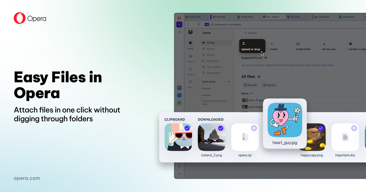 Easy Files in Opera | Attach files without fuss | Opera Browser