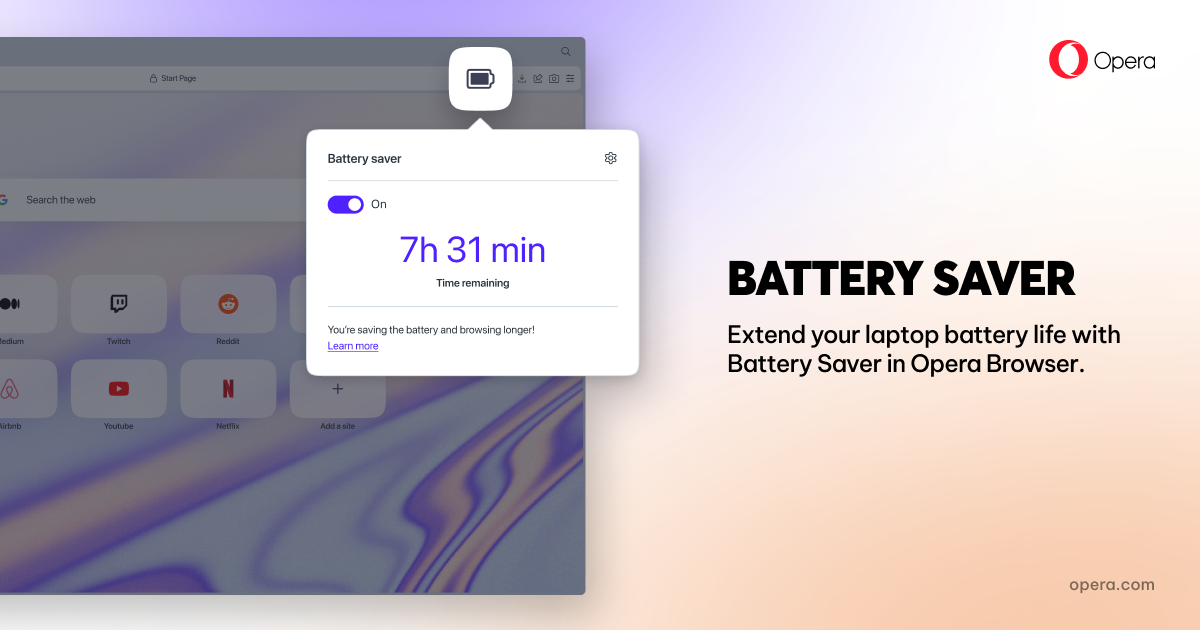 Battery Saver | Extend your laptop battery life | Opera