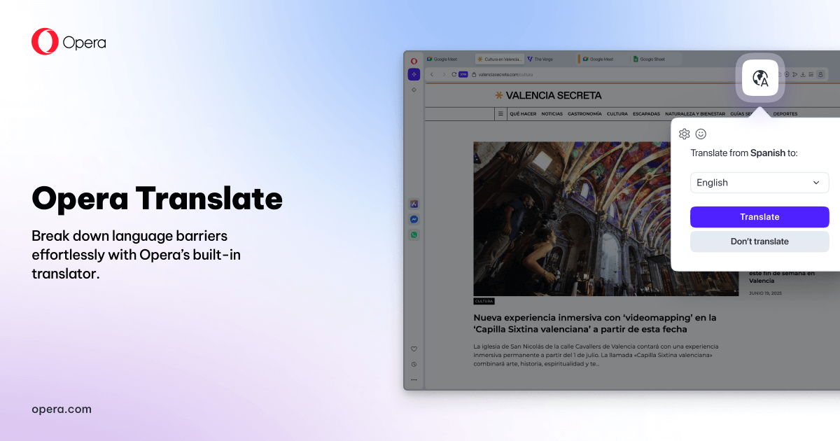 Opera Translate｜組み込みのウェブページ翻訳｜オペラ