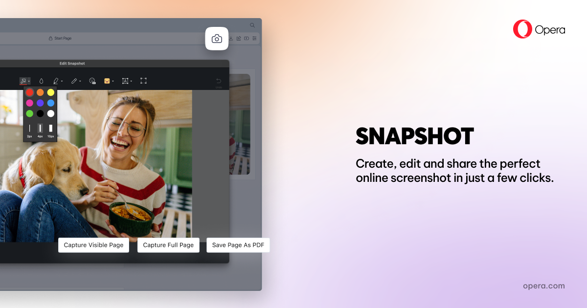 Browser with a built-in snapshot | Download here | Opera Browser