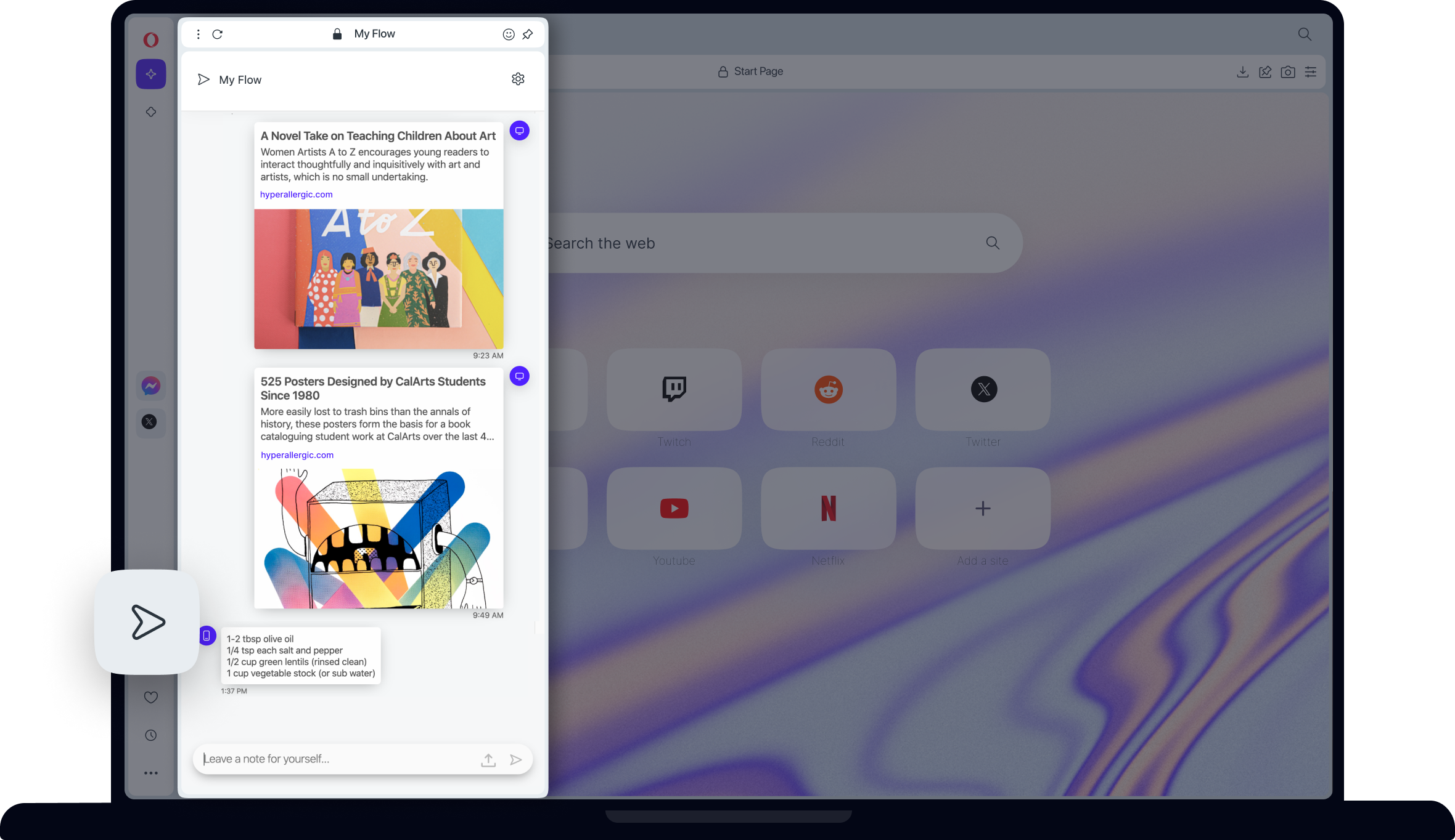 My Flow | Send files between devices | Opera Browser