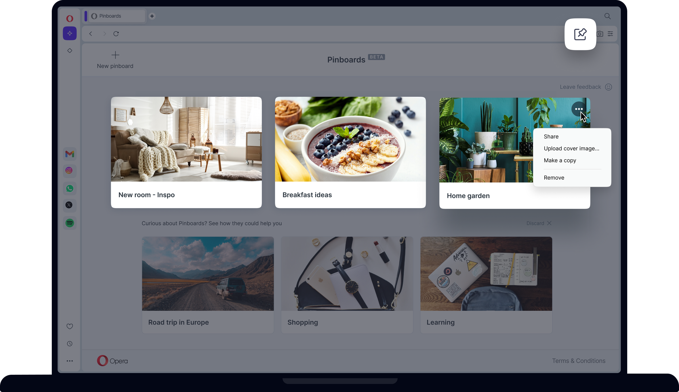 Pinboards | Collect, organize & share | Opera Browser