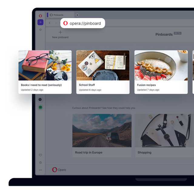 Pinboards | Collect, organize & share | Opera Browser