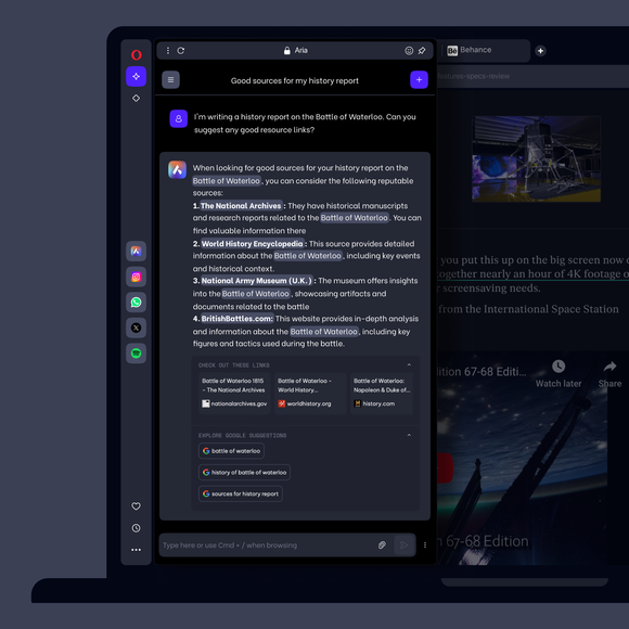 Aria browser AI | Free AI with real-time web access | Opera