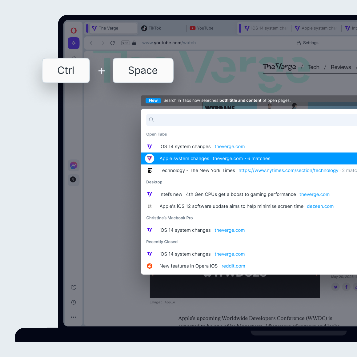 Search in Tabs | Find the tab you want | Opera Browser