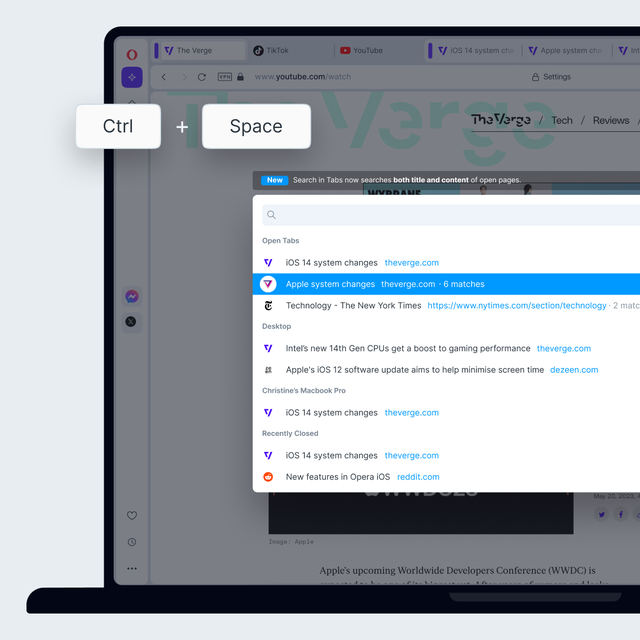 Search in Tabs | Find the tab you want | Opera Browser
