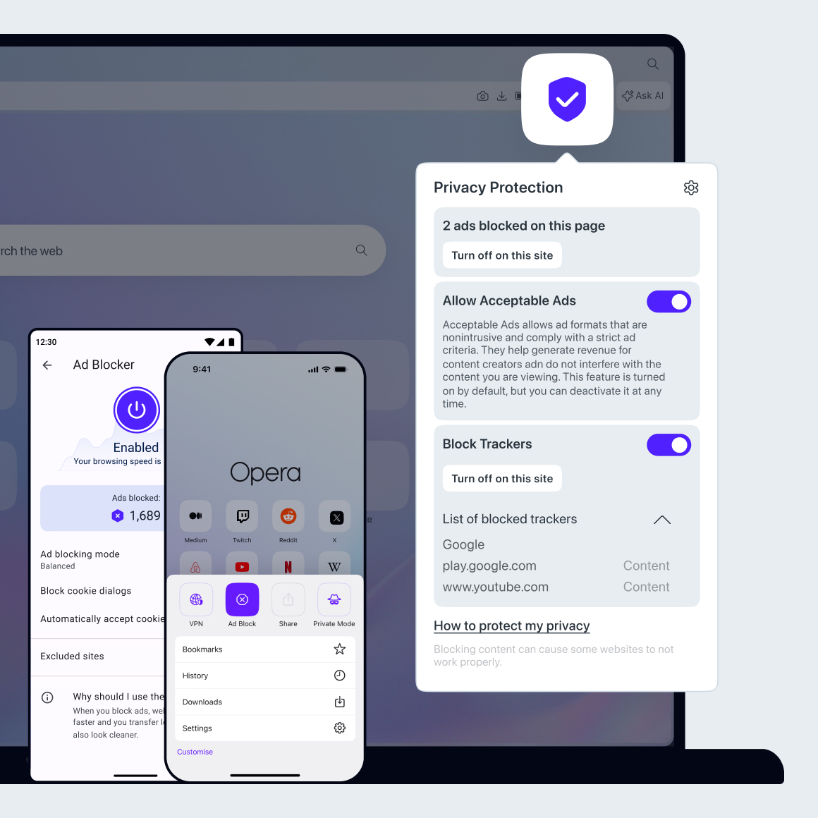 Reklam engelleyici | Reklamları engelleyin ve daha hızlı gezinin | Opera