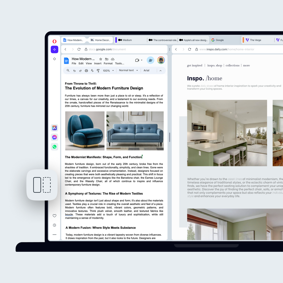 Split Screen Dual Window Browser Opera Browser