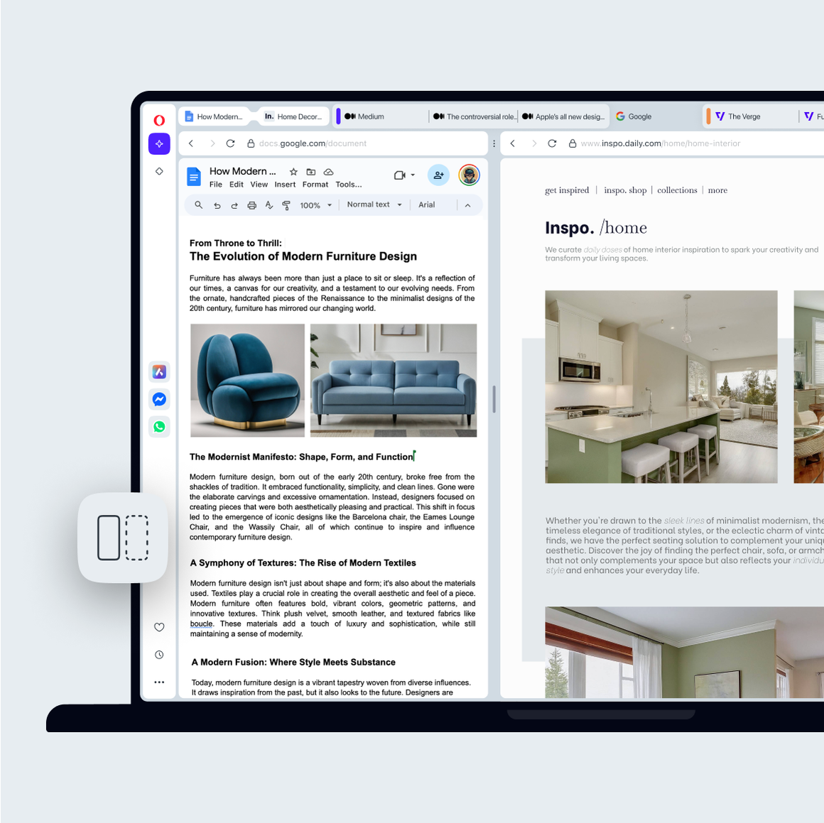 Split Screen | Dual window browser | Opera